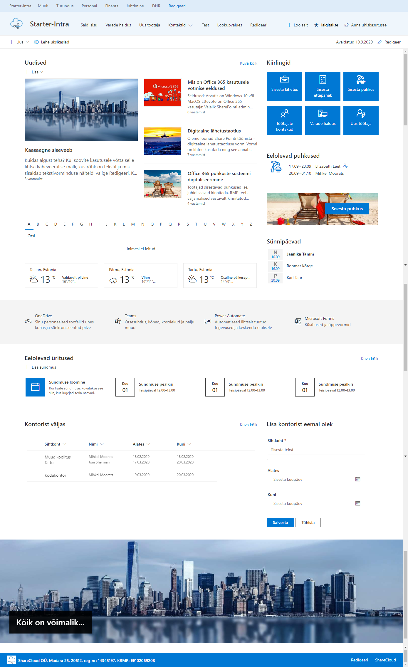 Starter-Intra - ShareCloud rakendused